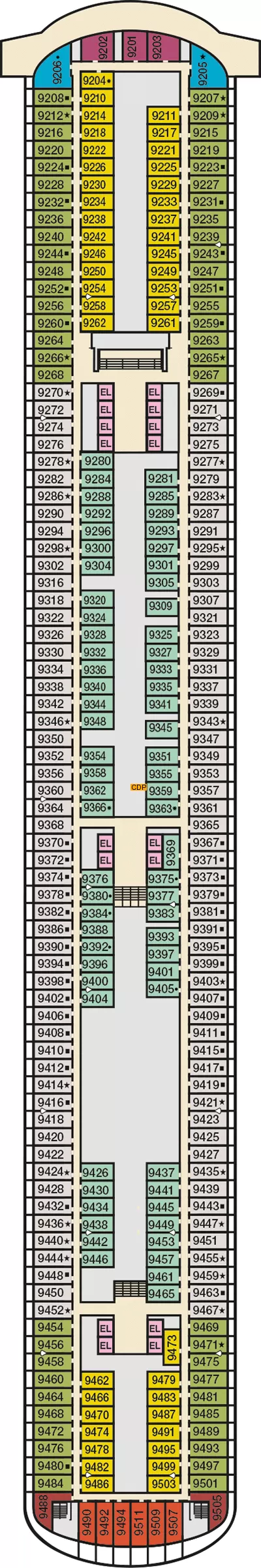 Carnival Firenze Deck 9 deck 9 plan | Cruisedeckplans.com