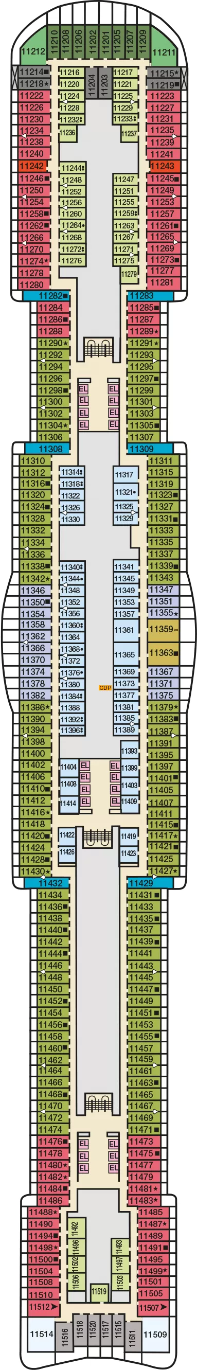 Carnival Jubilee Deck 11 deck 11 plan | Cruisedeckplans.com
