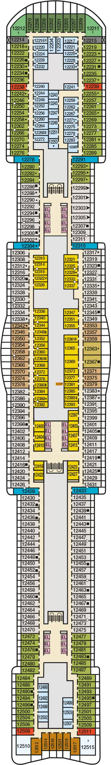 Carnival Jubilee Deck 12 deck 12 plan | Cruisedeckplans.com