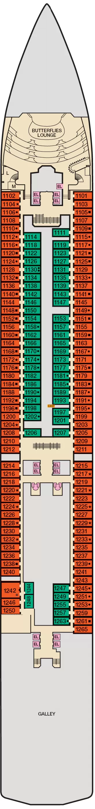 Carnival Pride Riviera deck 1 plan | Cruisedeckplans.com