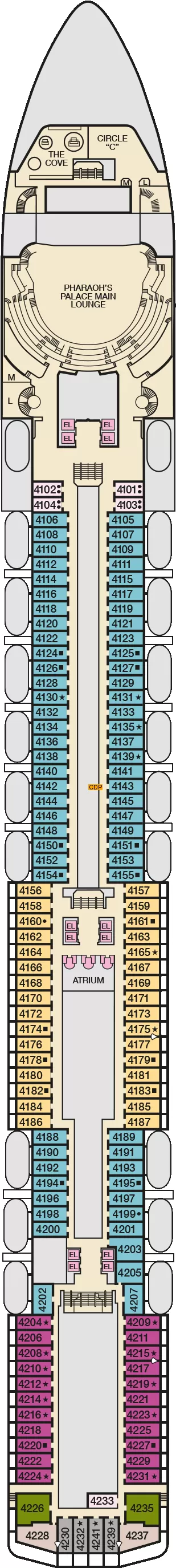 Carnival Spirit Main deck 4 plan | Cruisedeckplans.com
