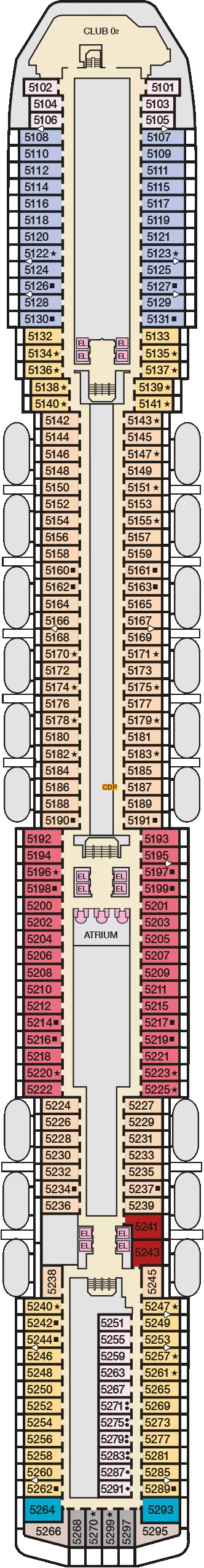 Carnival Spirit Upper deck 5 plan | Cruisedeckplans.com