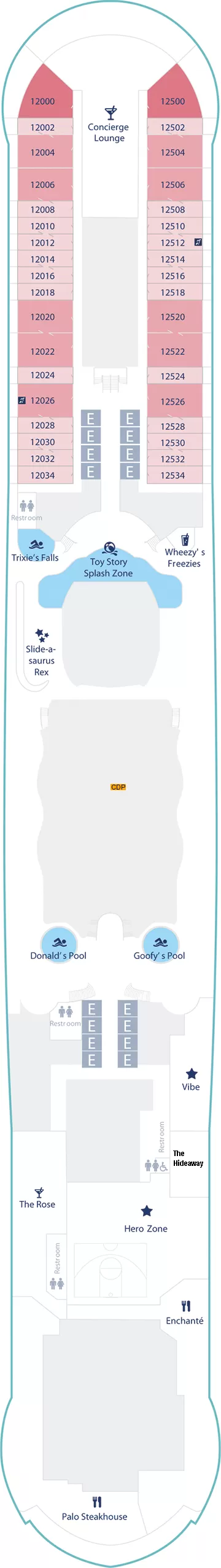 Disney Treasure Deck 12 deck 12 plan | Cruisedeckplans.com