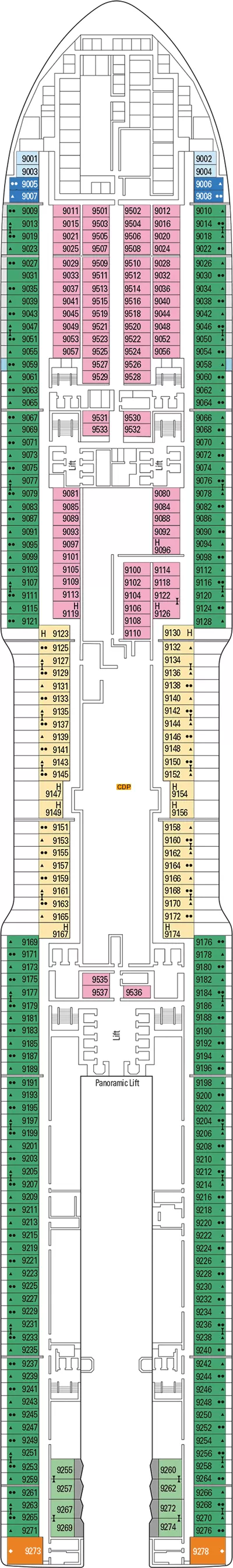 MSC World Europa Deck 9 deck 9 plan | Cruisedeckplans.com