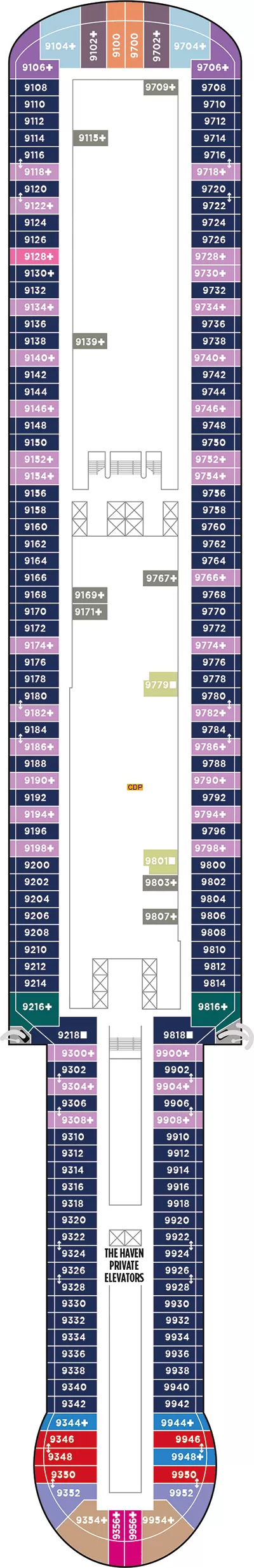 Norwegian Prima Deck 9 deck 9 plan | Cruisedeckplans.com