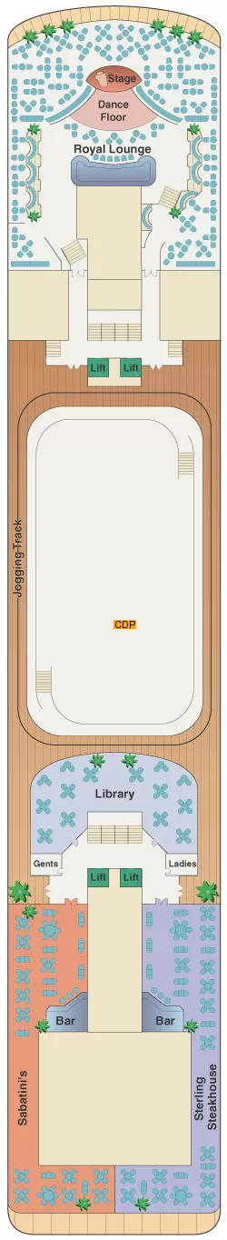 Royal Princess Ten deck 10 plan | Cruisedeckplans.com