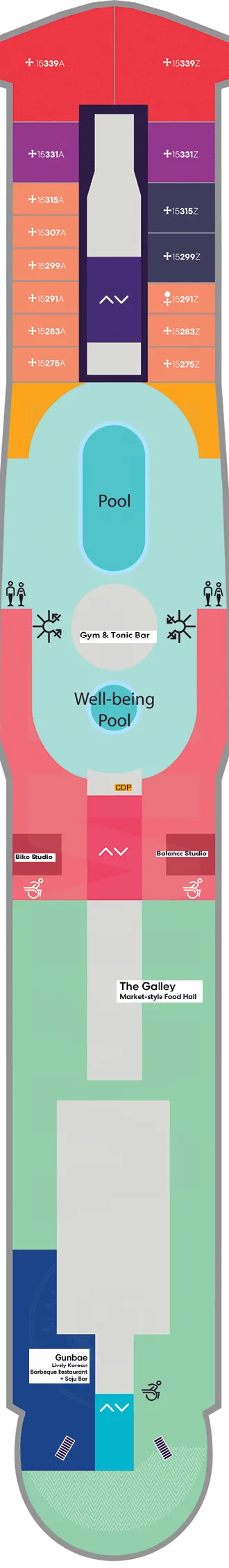 Scarlet Lady Deck 15 deck 15 plan | Cruisedeckplans.com