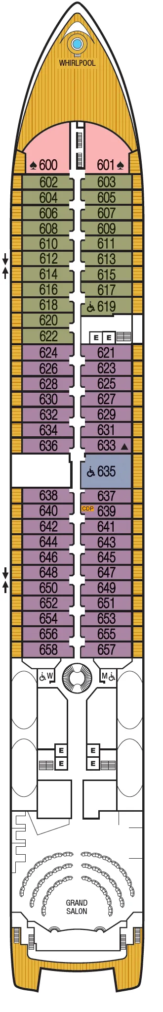 Seabourn Quest Deck 6 deck 6 plan | Cruisedeckplans.com