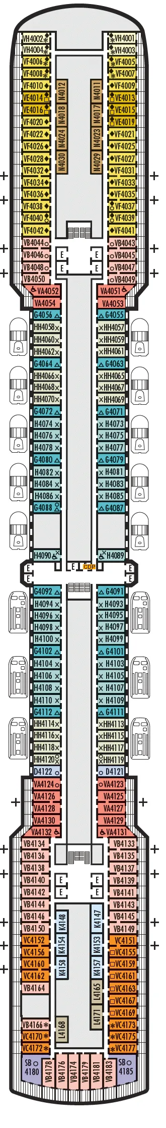 Westerdam Upper Promenade deck 4 plan | Cruisedeckplans.com