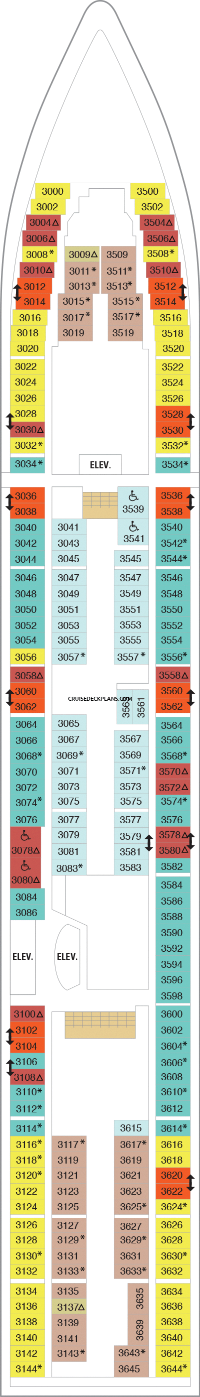 Jewel of the Seas Deck 3 deck 3 plan | Cruisedeckplans.com